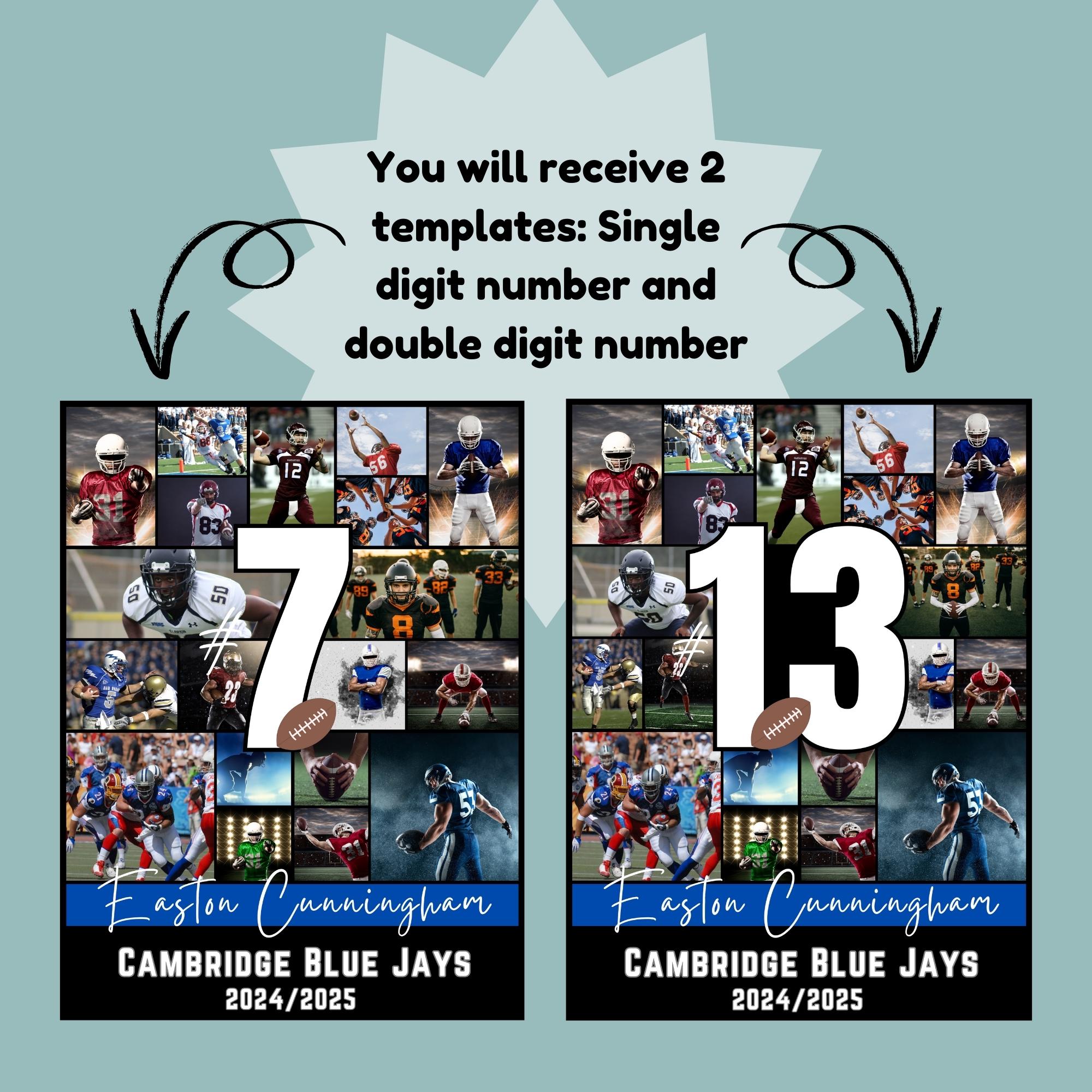 Football Player Number Photo Collage Poster Canva Template, Senior ...