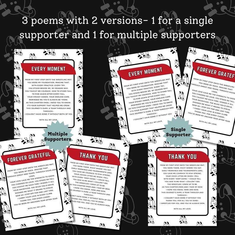 Printable Senior Night Wrestler Thank You Poems Gift to Parents ...