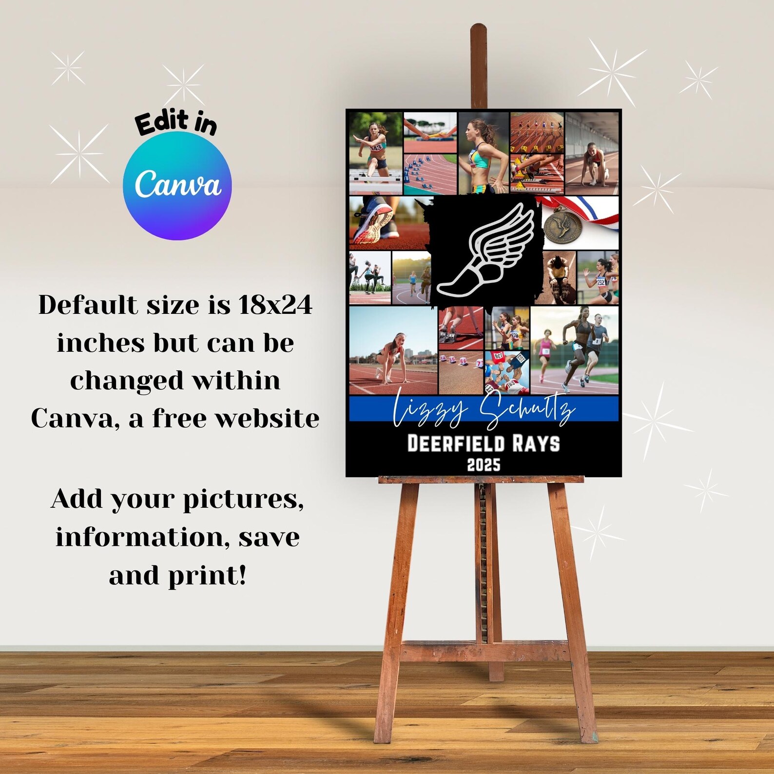 Track, Cross Country Photo Collage Poster Canva Template, Senior Night ...