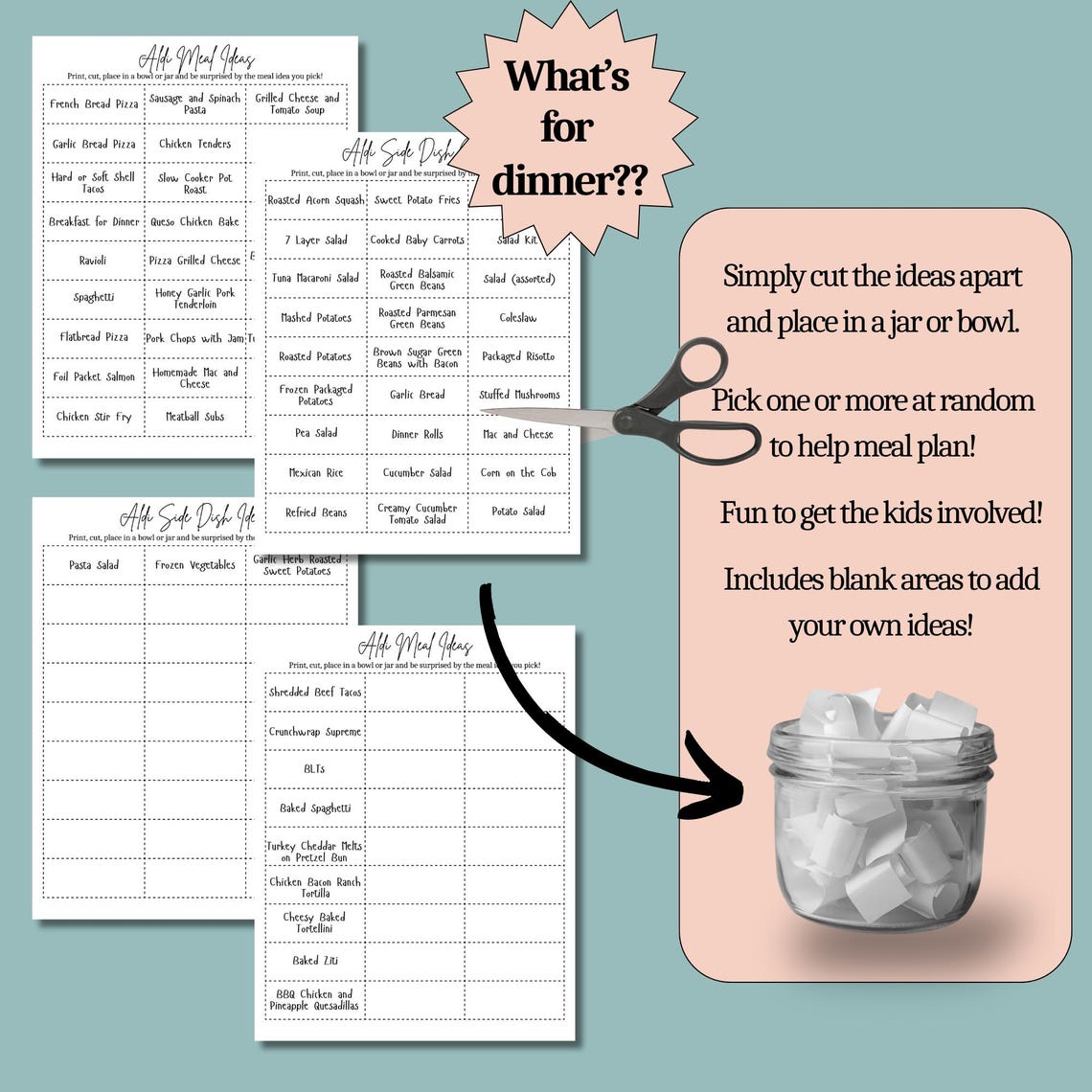 Printable Aldi Weekly Meal Planner and Prep, Easy and Quick Family Meal ...
