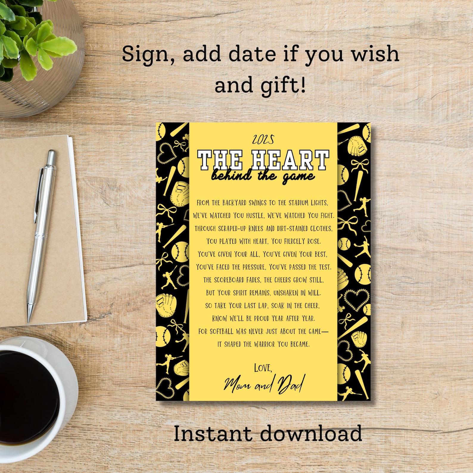 Printable Softball Senior Night Gift Poems, Senior Night Letters From ...