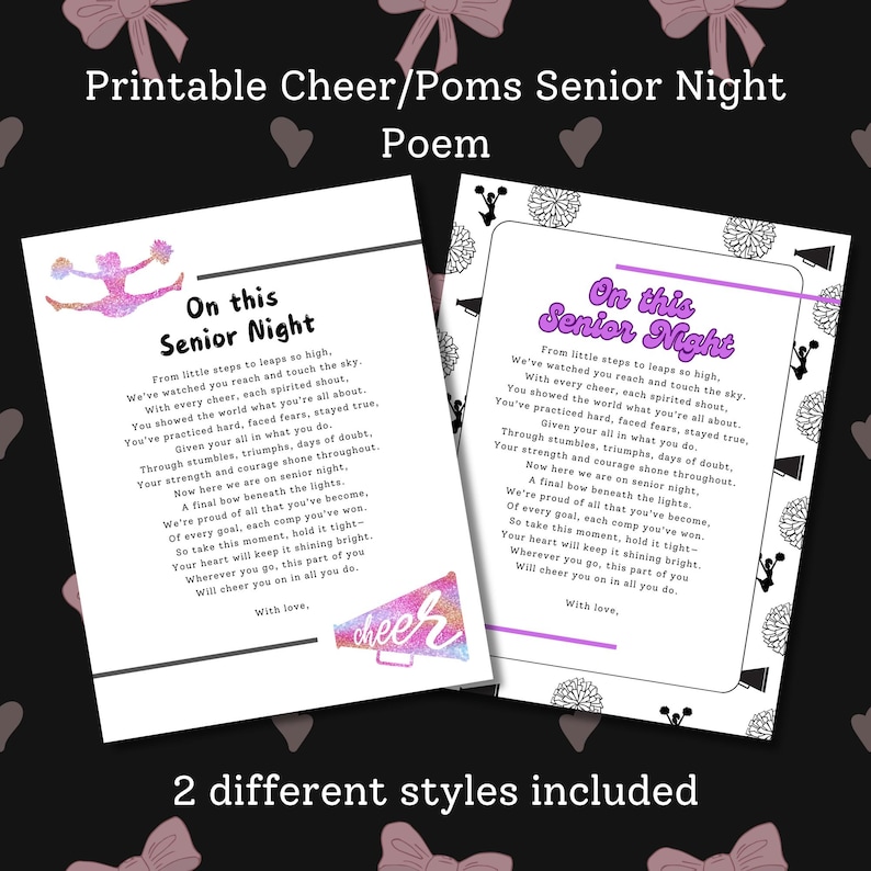 Cheer, Poms Senior Night Gift Poem, Senior Night Letter From Mom Dad ...