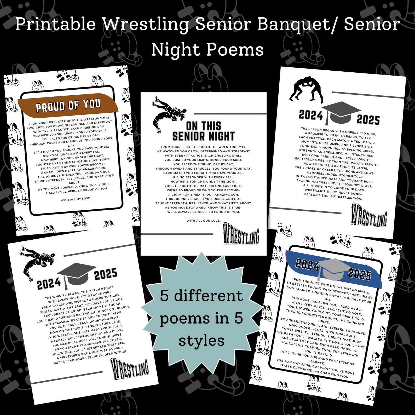 Printable Wrestler Senior Night Gift Poems, Senior Night Letters From ...