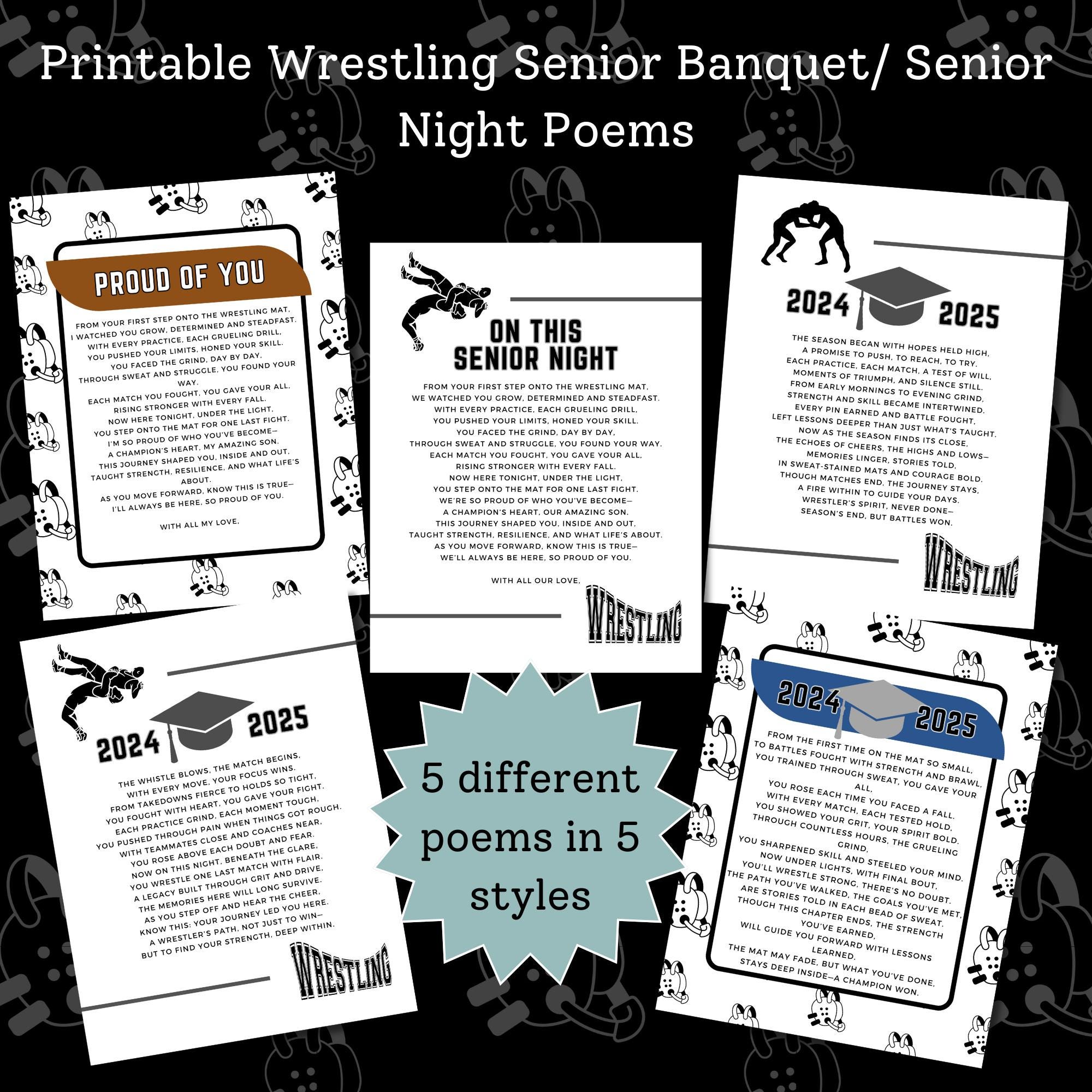 Printable Wrestler Senior Night Gift Poems, Senior Night Letters From ...