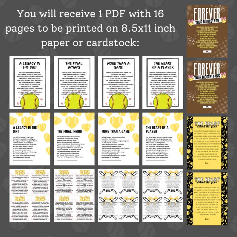 Printable Softball Senior Night Gift Poems, Senior Night Letters From ...