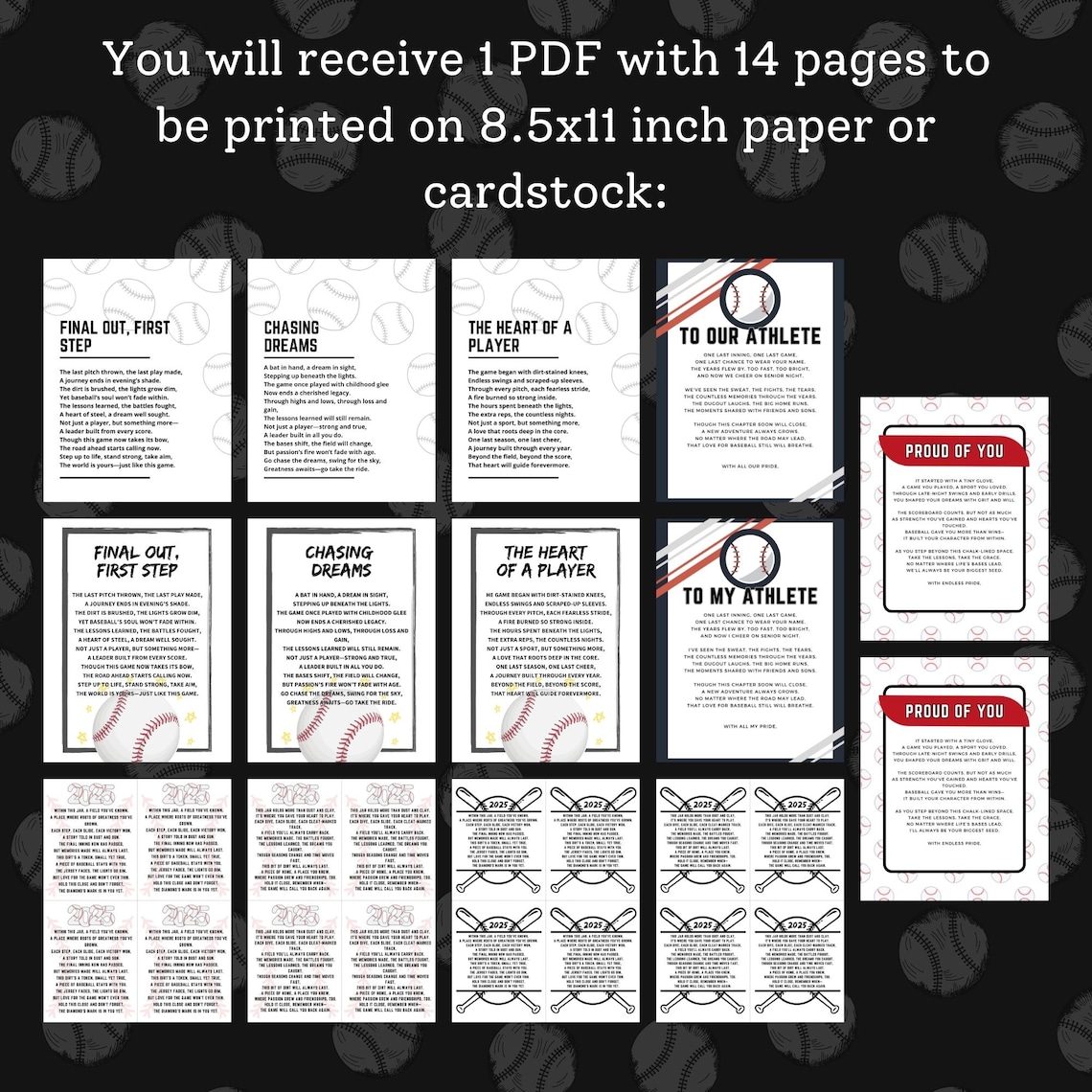 Printable Baseball Senior Night Gift Poems, Senior Night Letters From ...