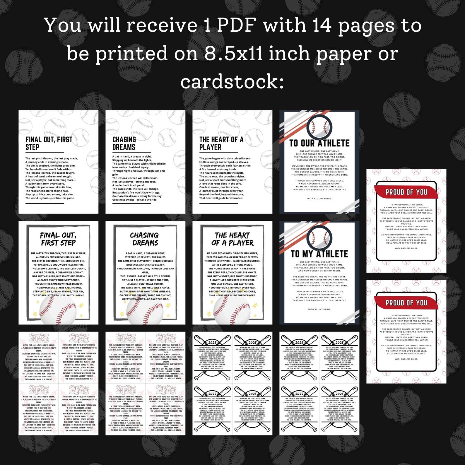 Printable Baseball Senior Night Gift Poems, Senior Night Letters From ...
