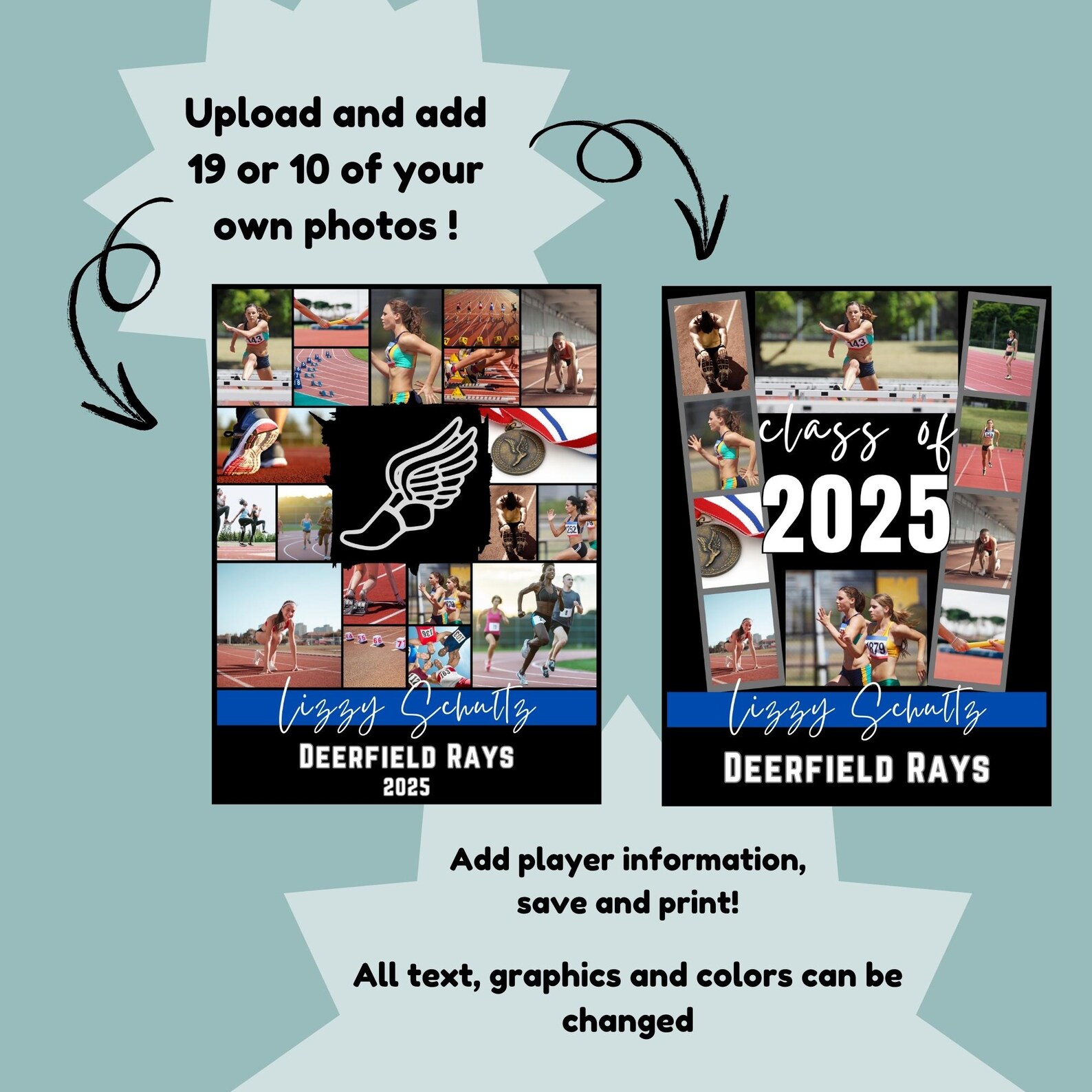 Track, Cross Country Photo Collage Poster Canva Template, Senior Night ...