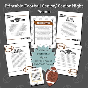 Printable Football Senior Night Gift Poems, Senior Night Letter From ...