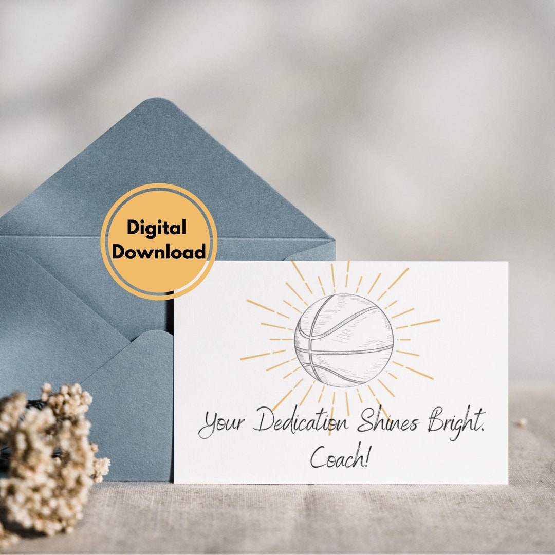 Printable Basketball Coach Thank You Card, End of Season Coach ...