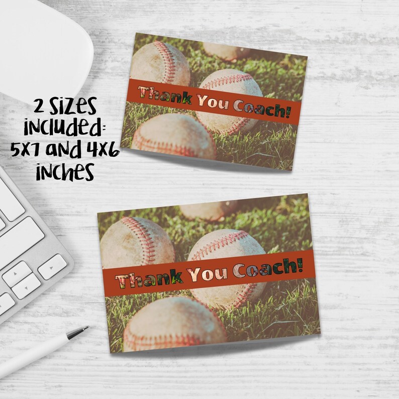 Printable Baseball Coach Thank You Card, Digital Download, Coach ...