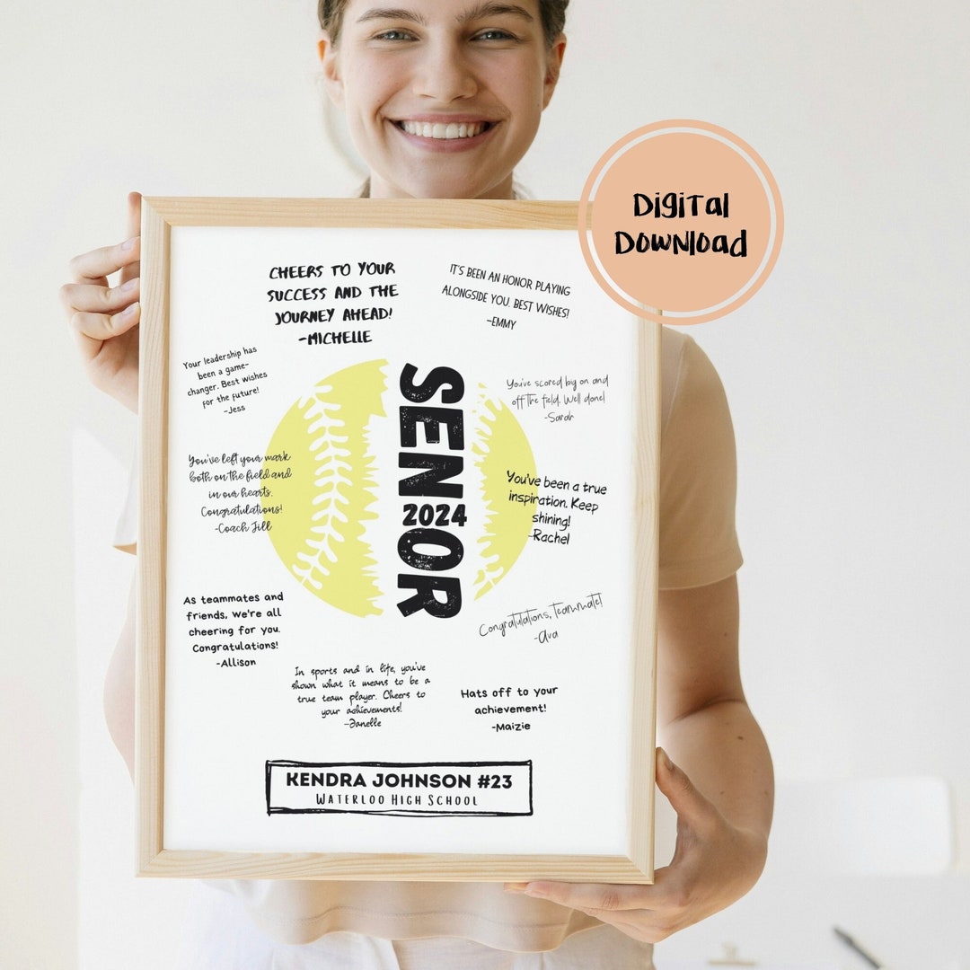 Custom Printable Senior Night Softball Poster for Signatures Team Gift ...