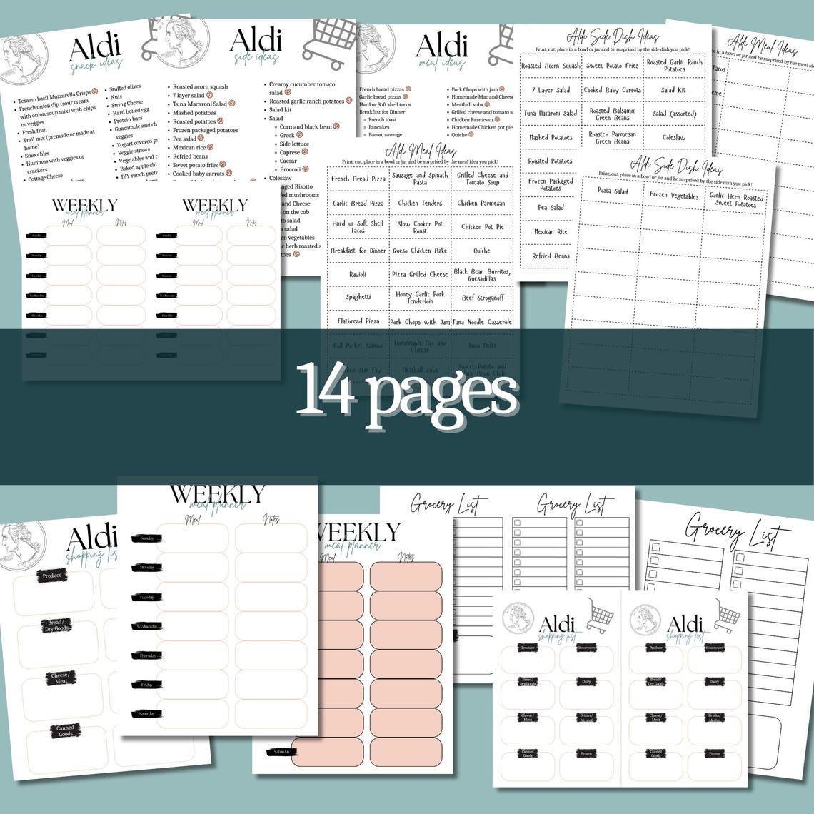 Printable Aldi Weekly Meal Planner and Prep, Easy and Quick Family Meal ...