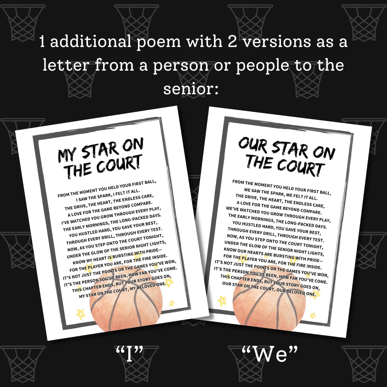 Printable Basketball Senior Night Gift Poems, Senior Night Letters From ...
