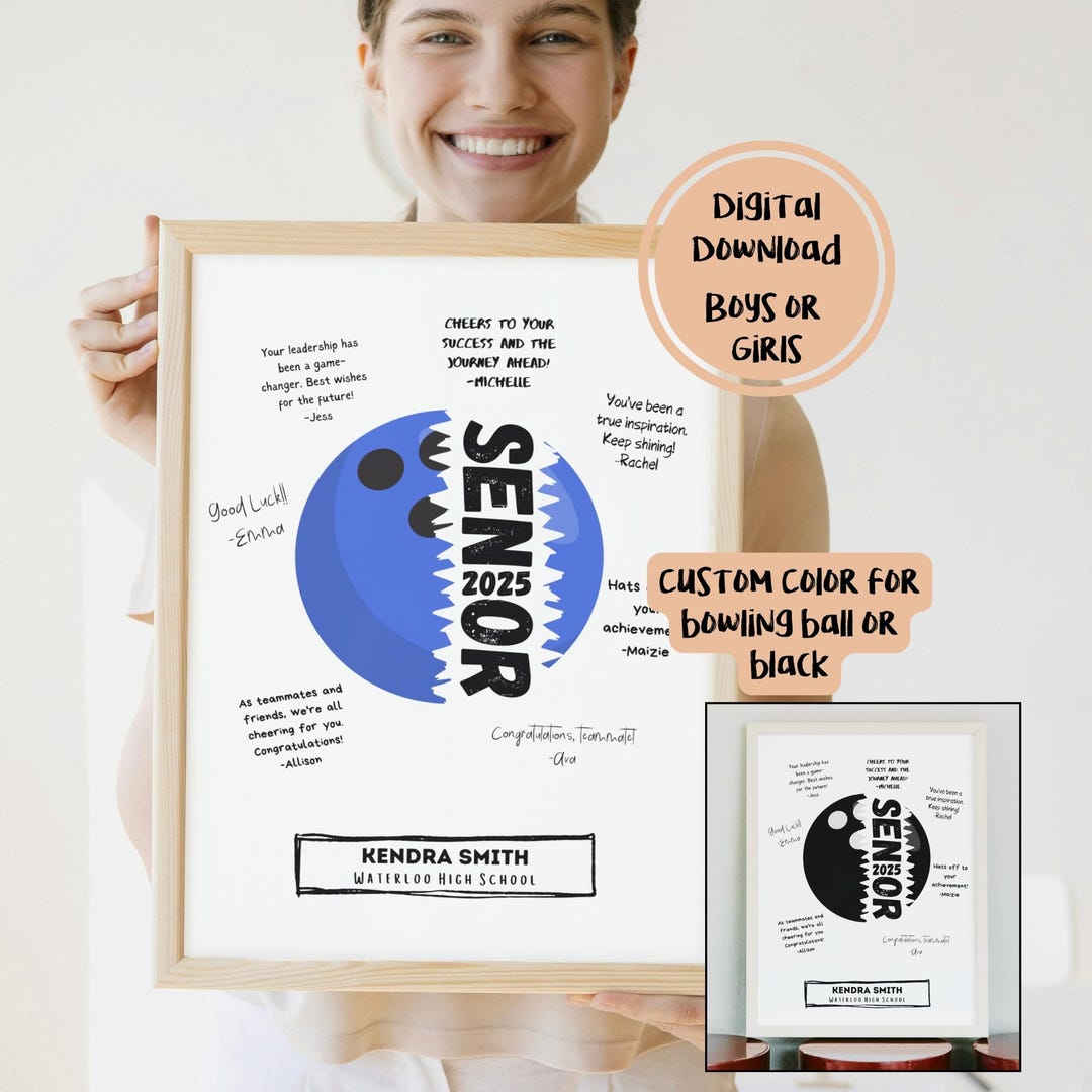 Custom Printable Senior Gift Bowling Poster for Signatures | End of ...