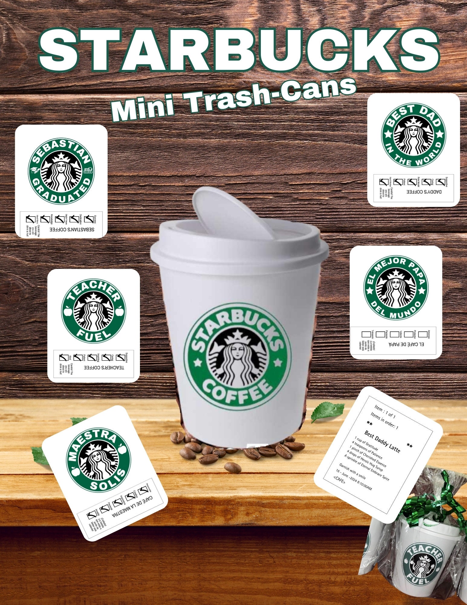 Customized/ STARBUCKS Coffee Cup Mini-trash Bin - Etsy