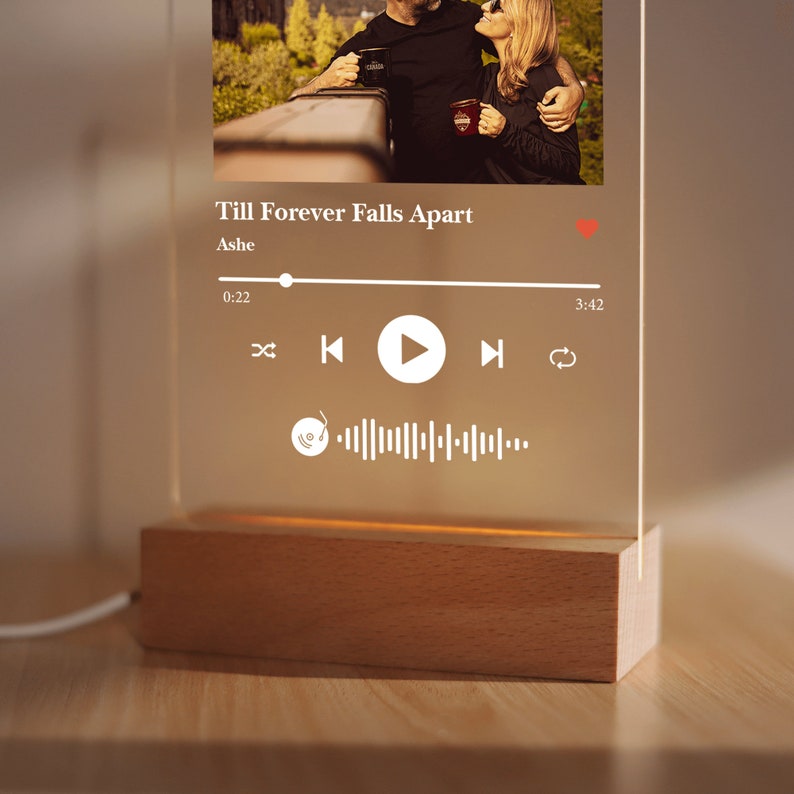 Personalized Music Plaque Night Light, Custom Song Acrylic Plaque With ...
