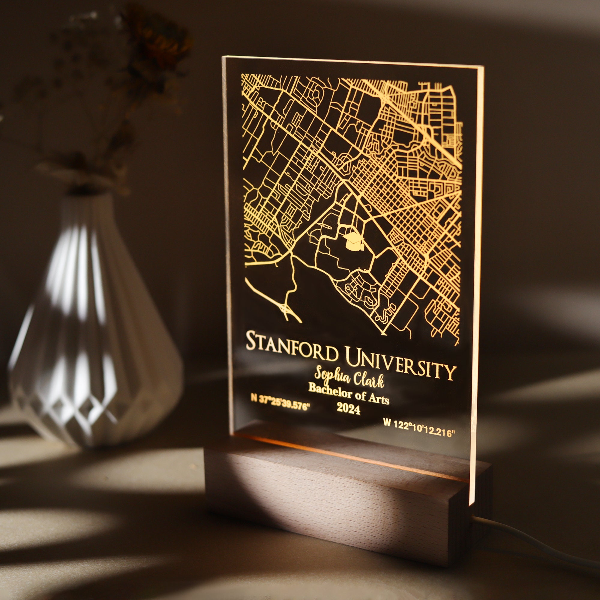 Custom College/university Map Night Light, Unique Grad Gift Class of ...