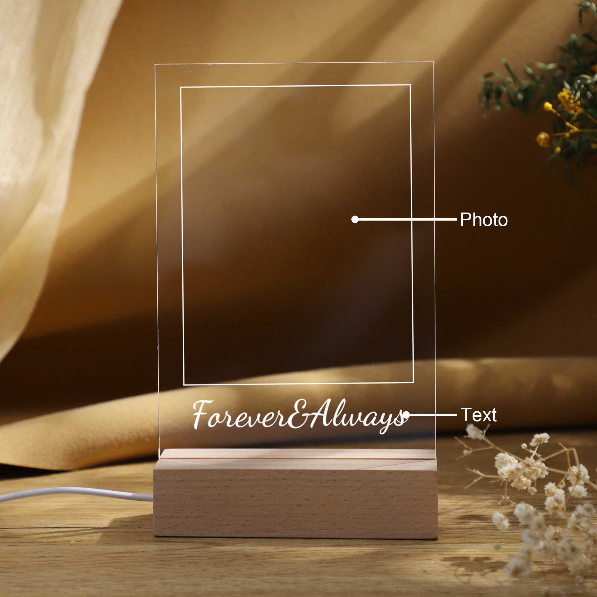 Personalized Photo Night Light, Custom Acrylic Night Lamp, Custom LED ...