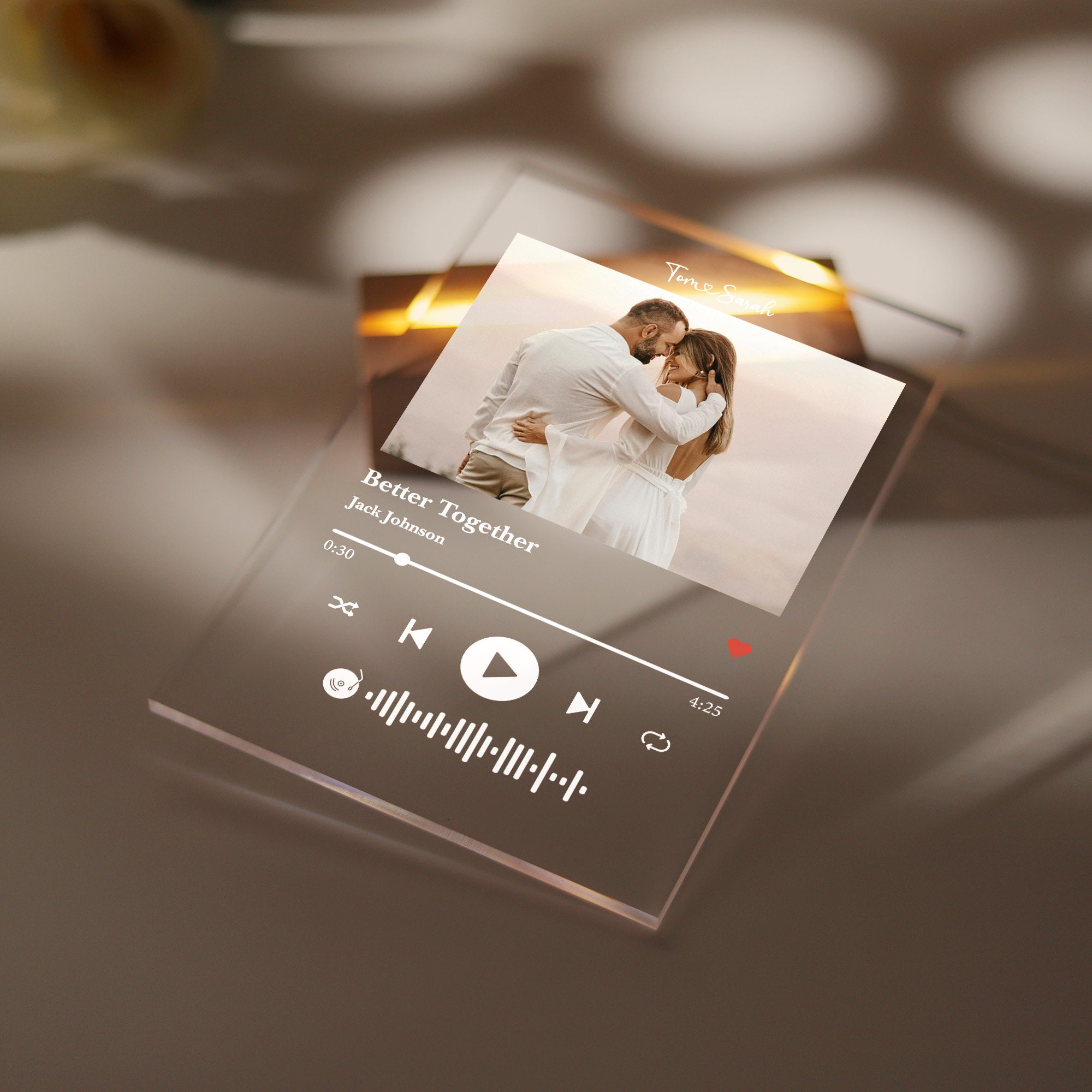 Personalized Photo Music Plaque, Custom Song Acrylic Night Light ...