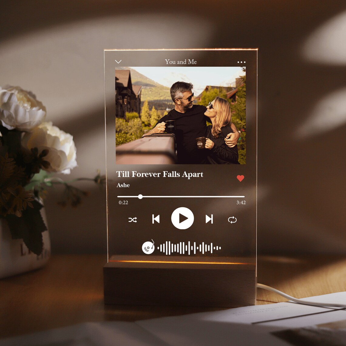 Personalized Music Plaque Night Light, Custom Song Acrylic Plaque With ...