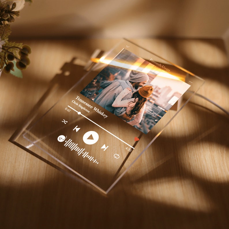 Personalized Music Plaque Night Light, Custom Song Acrylic Plaque With ...