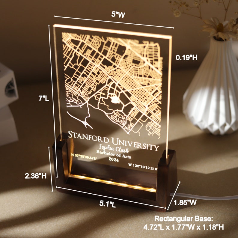 Custom Campus Map Night Light, Personalized College Map LED Night Lamp ...