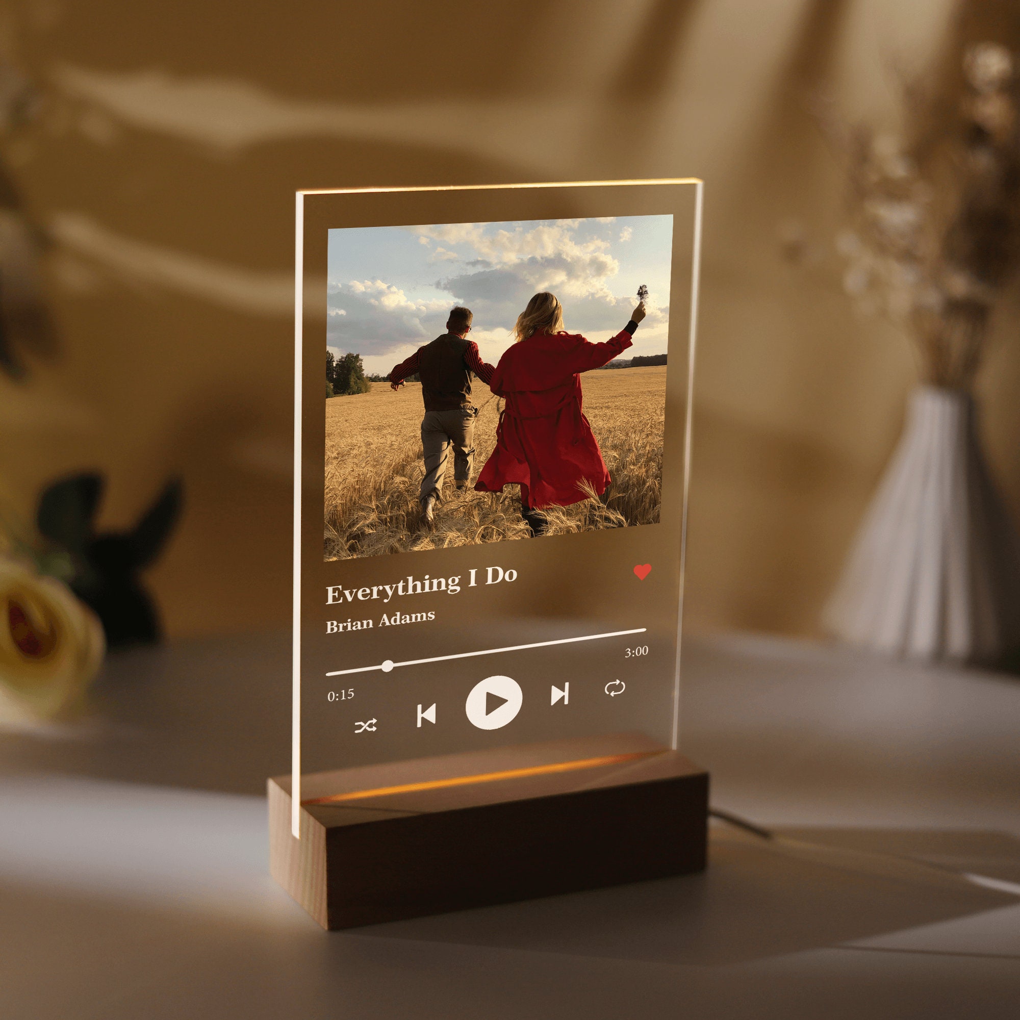 Personalized Acrylic Plaque Night Light, Custom Photo Song Night Lamp ...