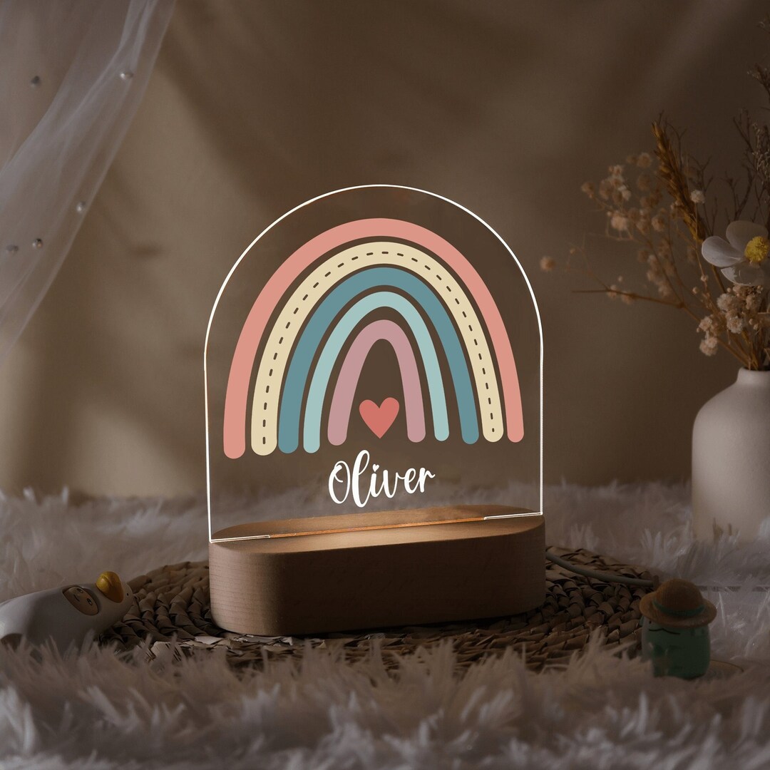 Personalized Baby Name Night Light, Custom Rainbow Night Lamp for ...