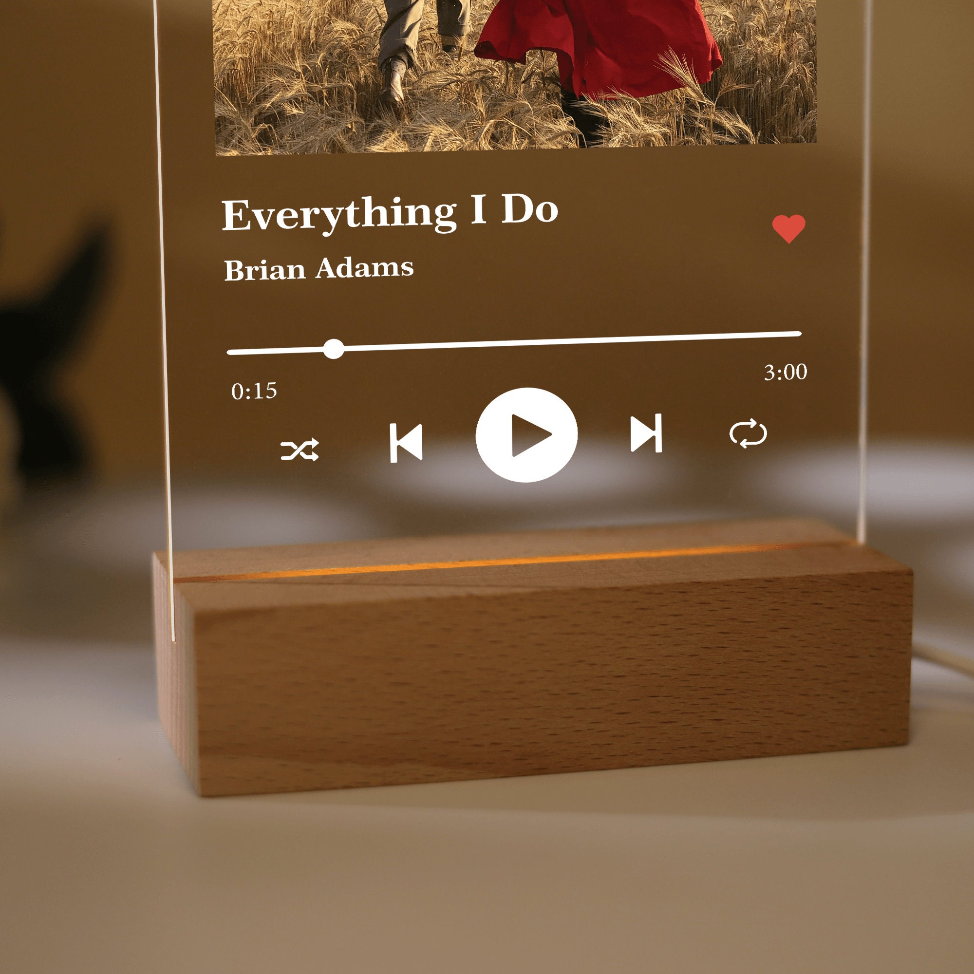 Personalized Acrylic Plaque Night Light, Custom Photo Song Night Lamp ...