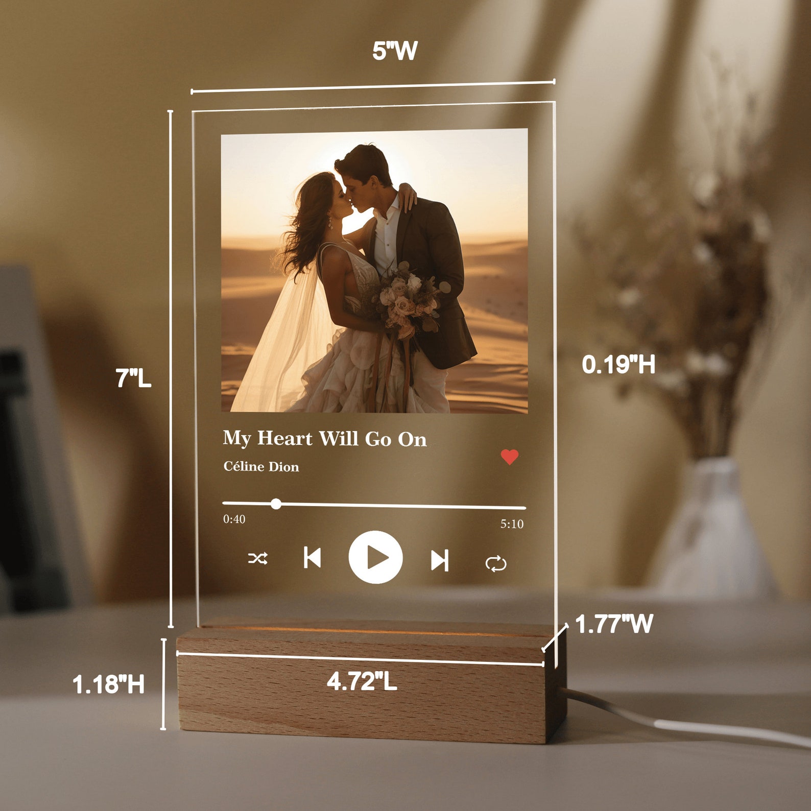 Personalized Acrylic Plaque Night Light, Custom Photo Song Night Lamp ...