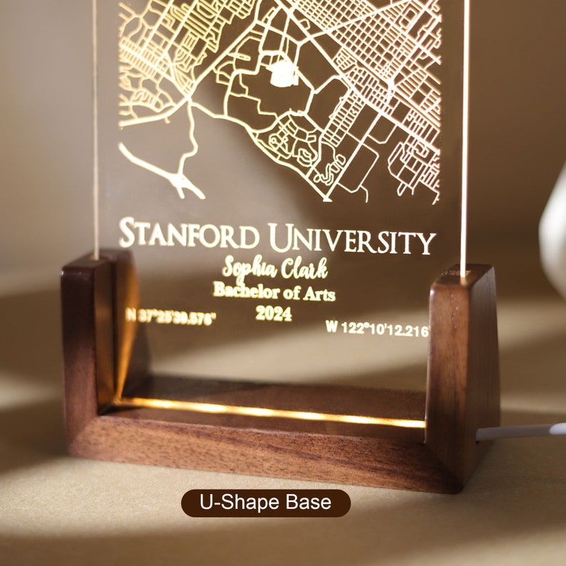 Custom Campus Map Night Light, Personalized College Map LED Night Lamp ...