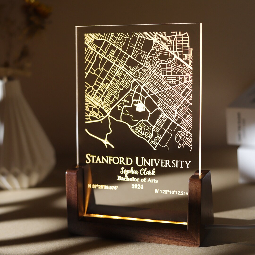 Custom Campus Map Night Light, Personalized College Map LED Night Lamp ...