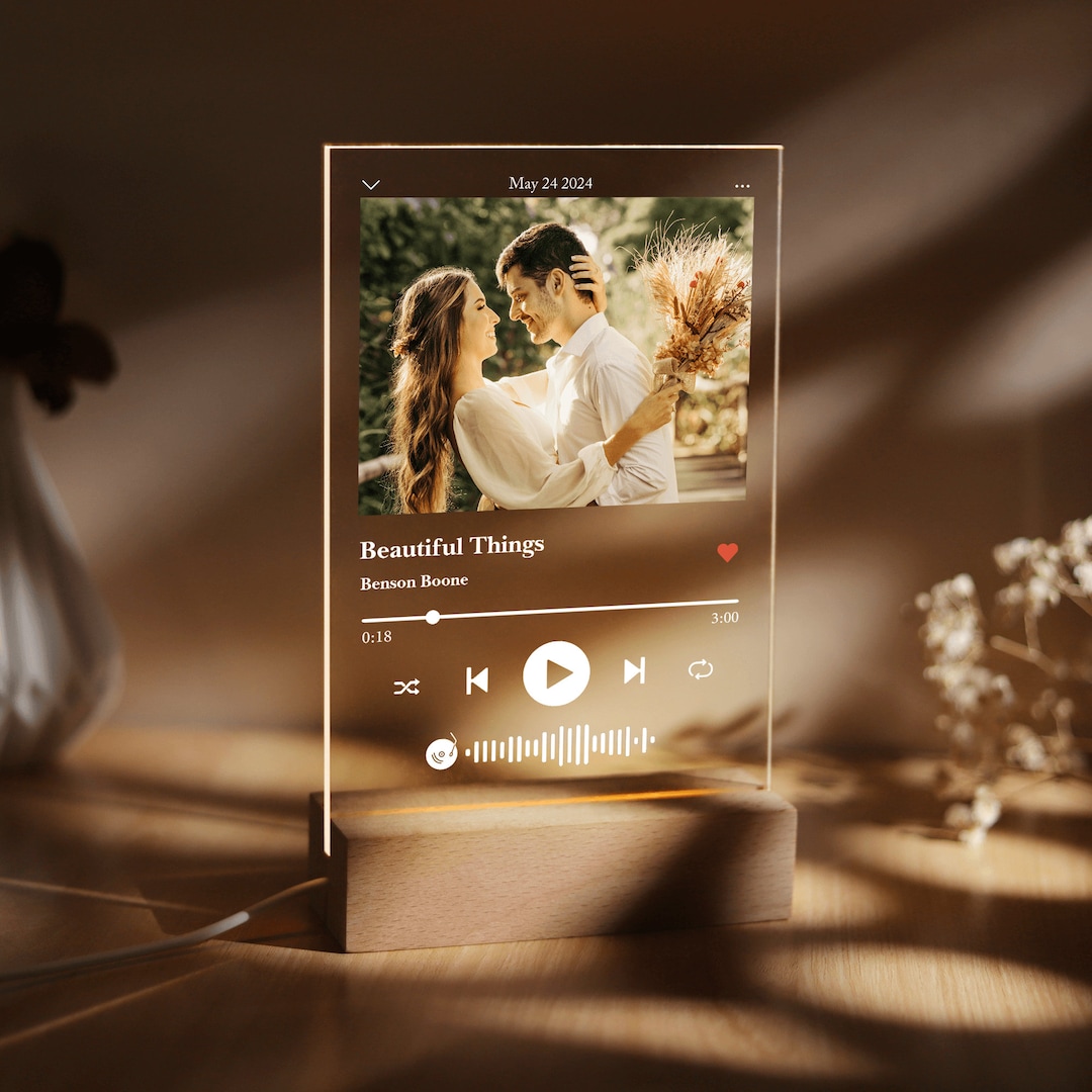 Personalized Photo Music Acrylic Plaque, Custom Song Picture Night ...