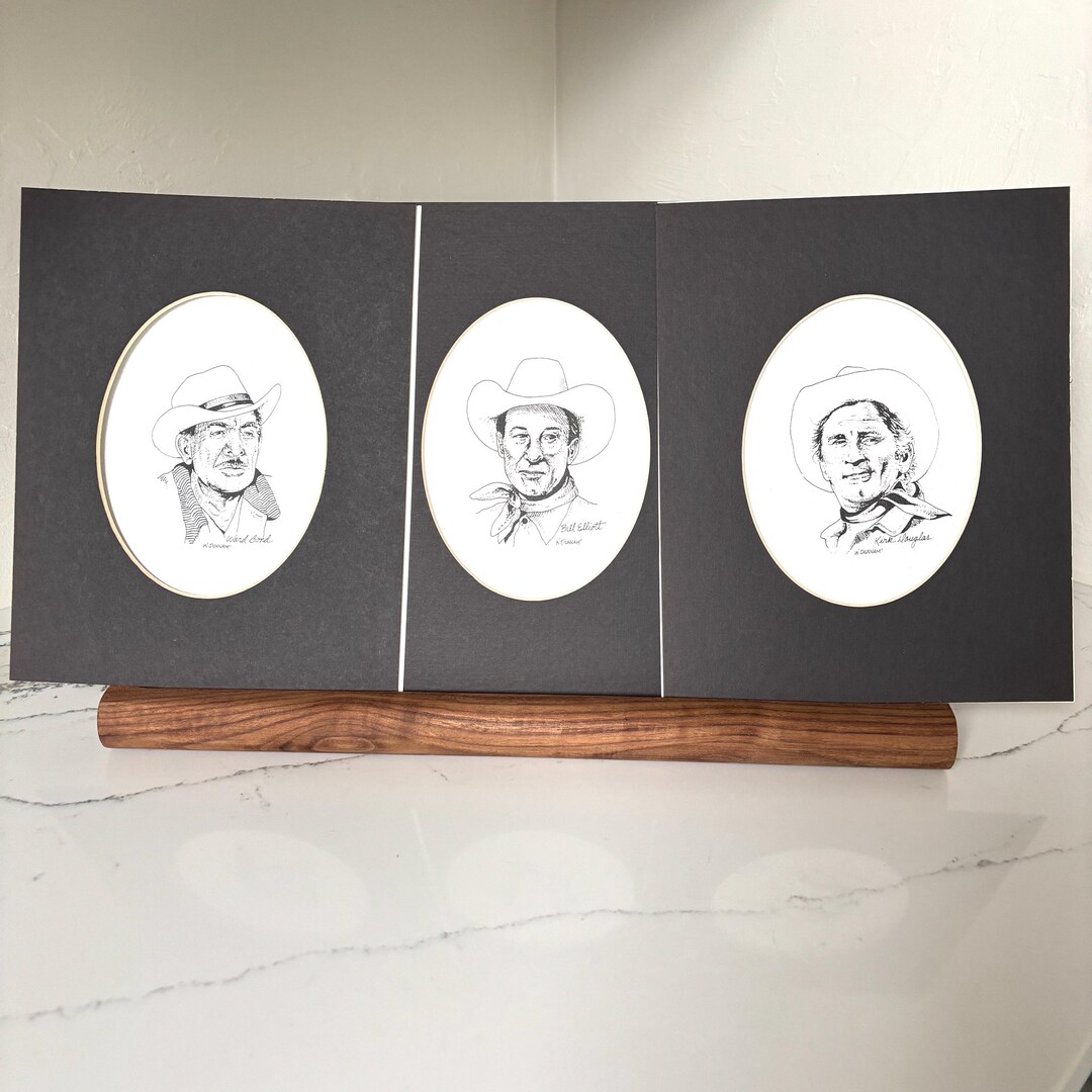 Art Sketch Portrait Drawing of Actor Cowboy Kirk Douglas Bill Elliot ...