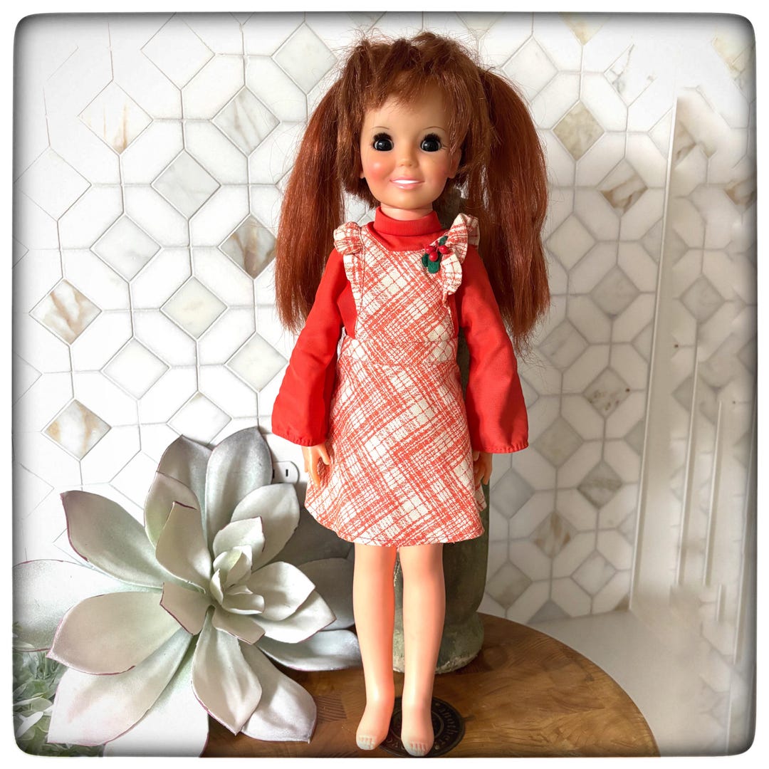 Ideal Crissy Doll Growing Hair 1969 W/ Orange Plaid Dress Works Vintage ...
