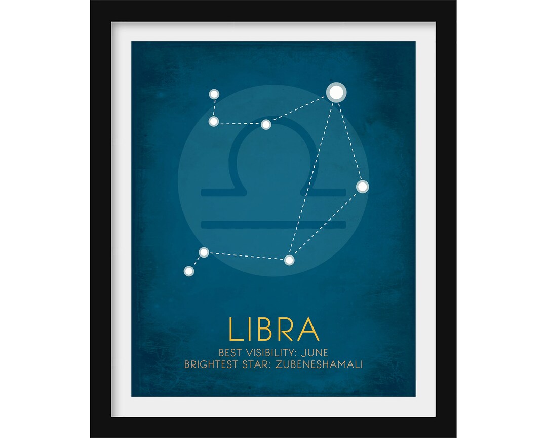 Libra Zodiac Constellation Art Print, Star Sign Astronomy Illustration ...