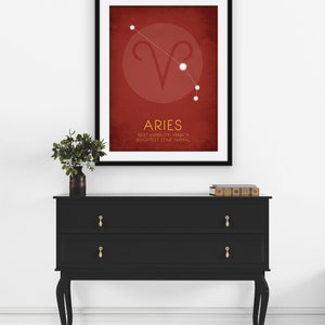 Aries Zodiac Sign, Star Constellation Art Print, Astrology Illustration ...