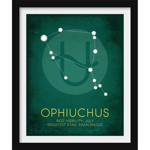 Ophiuchus Constellation, Zodiac Sign Art Print, Astronomy Gift ...