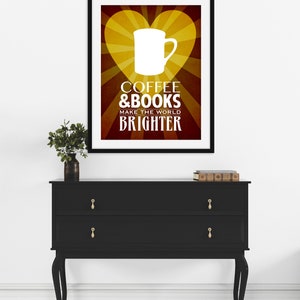 Coffee and Books Art Print, Home Library Cafe Decor - Etsy