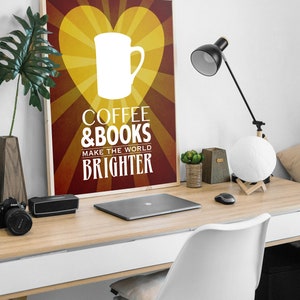 Coffee and Books Art Print, Home Library Cafe Decor - Etsy