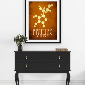 Linus Pauling Chemistry Art Print, Science Illustration of Molecular ...