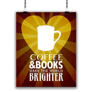 Coffee & Books Art Print, Kitchen Cafe Decor, Introvert Bookworm Gift ...