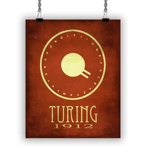 Alan Turing Computer Science Art Print, Cypher Code Breaker, Historical ...