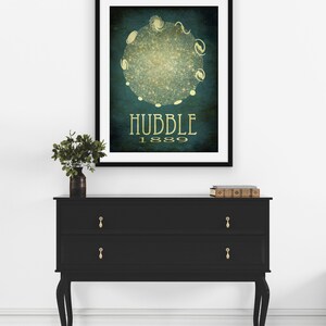 Edwin Hubble Astronomy Art, Stars and Galaxy Illustration, Educational ...