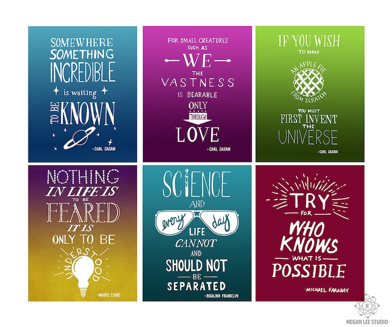 Inspirational Science Quotes - Set of Six Magnets, Stickers, or ...