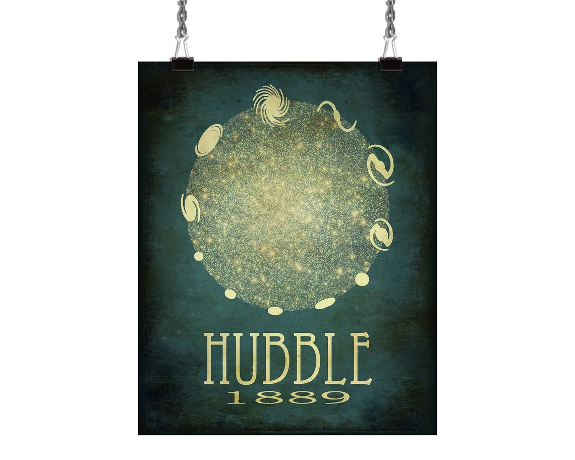 Edwin Hubble Astronomy Art Stars and Galaxy Illustration - Etsy