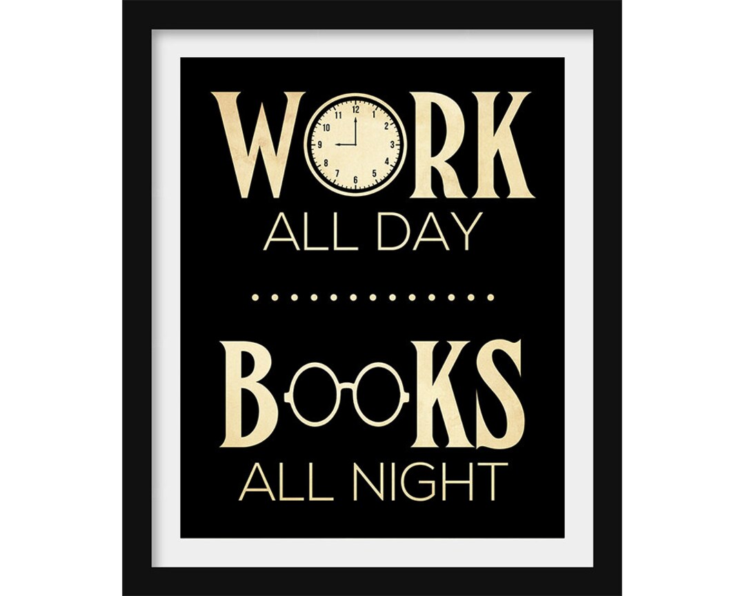 Reading Addict Art Print, Artwork for Library Decor, Bookworm or Book ...