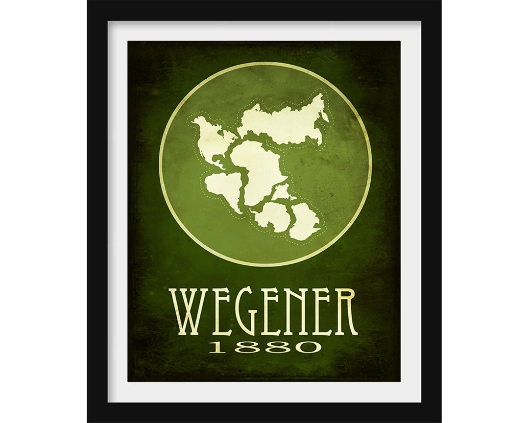Alfred Wegener Geology Art Print - Pangea Map Illustration ...