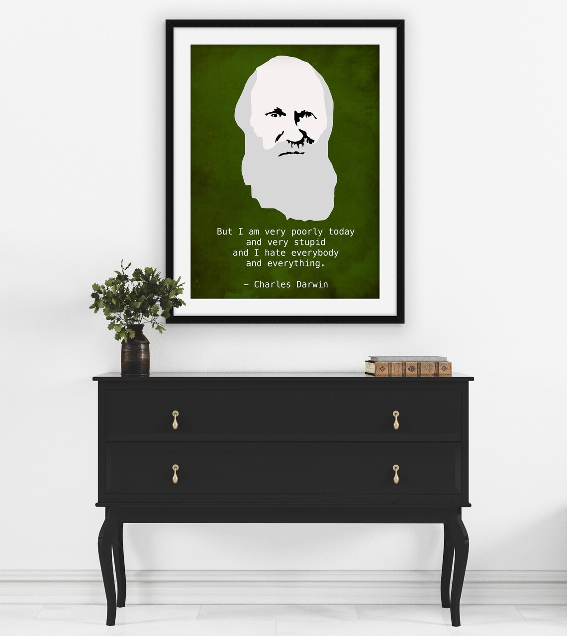 Charles Darwin Grumpy Art Print Funny Quote Minimalist - Etsy